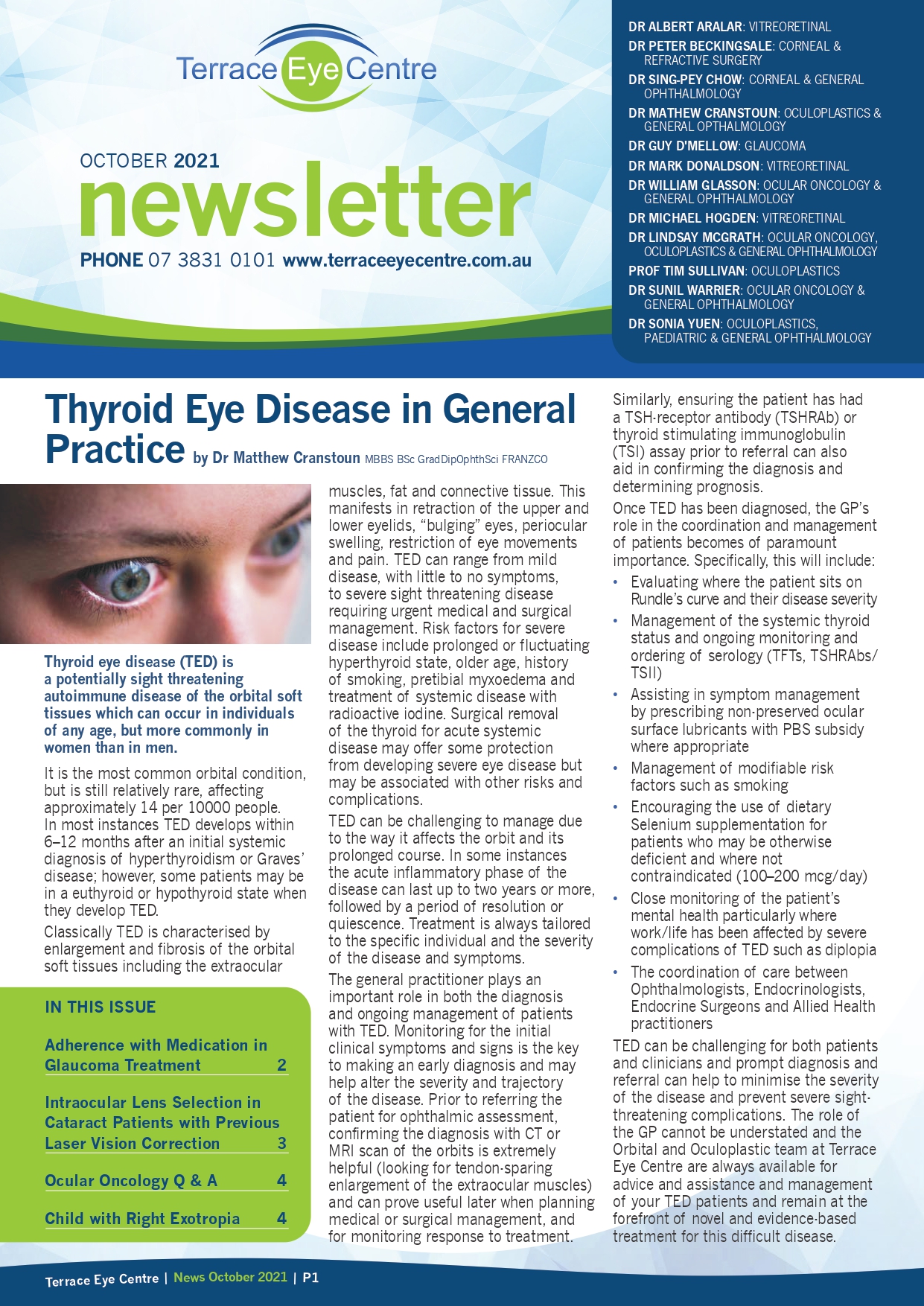 Newsletter – Terrace Eye Centre